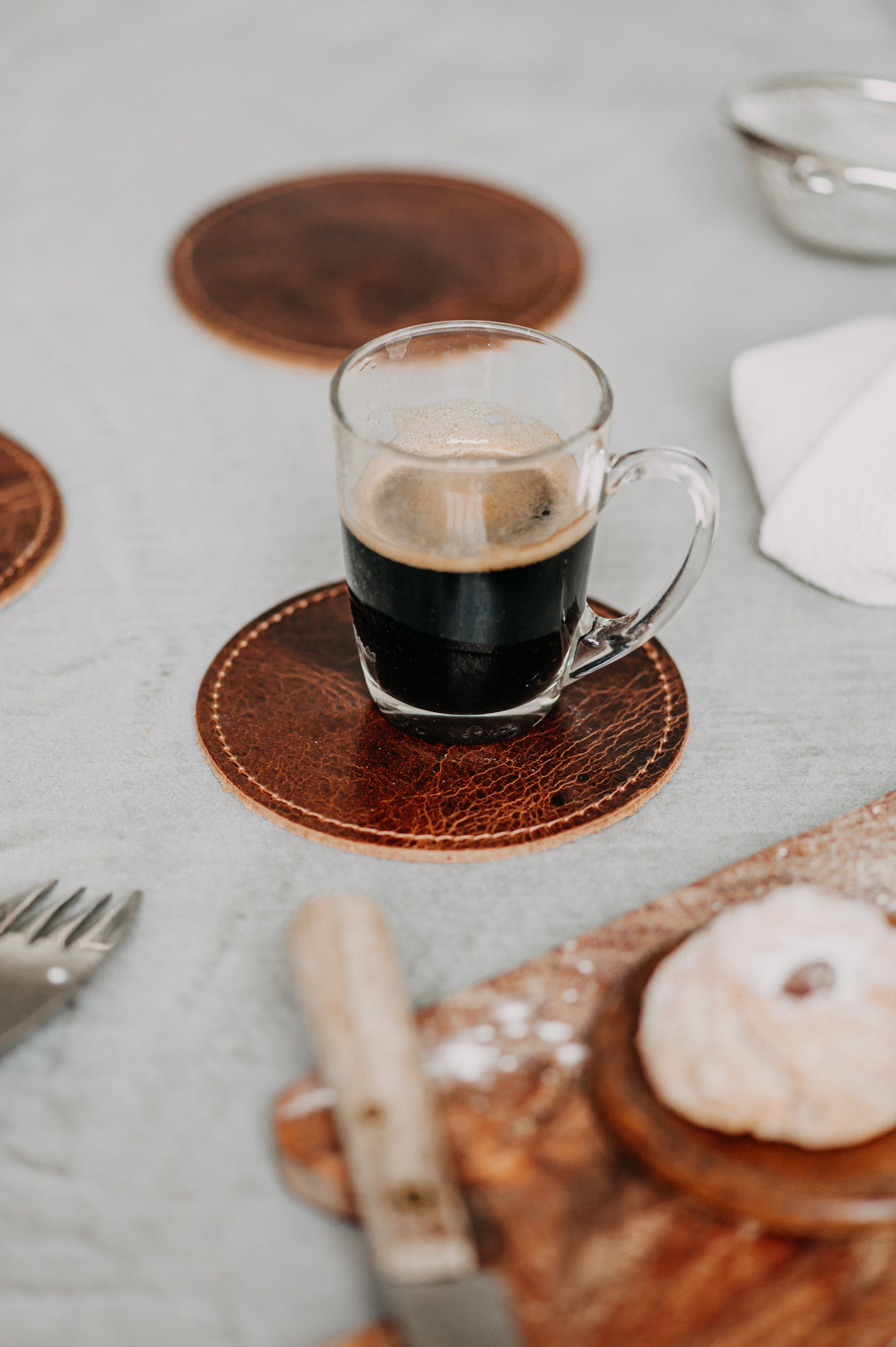 "The Raw Coasters " 4 pc-set Leather Coaster Set– Brickwalls and Barricades