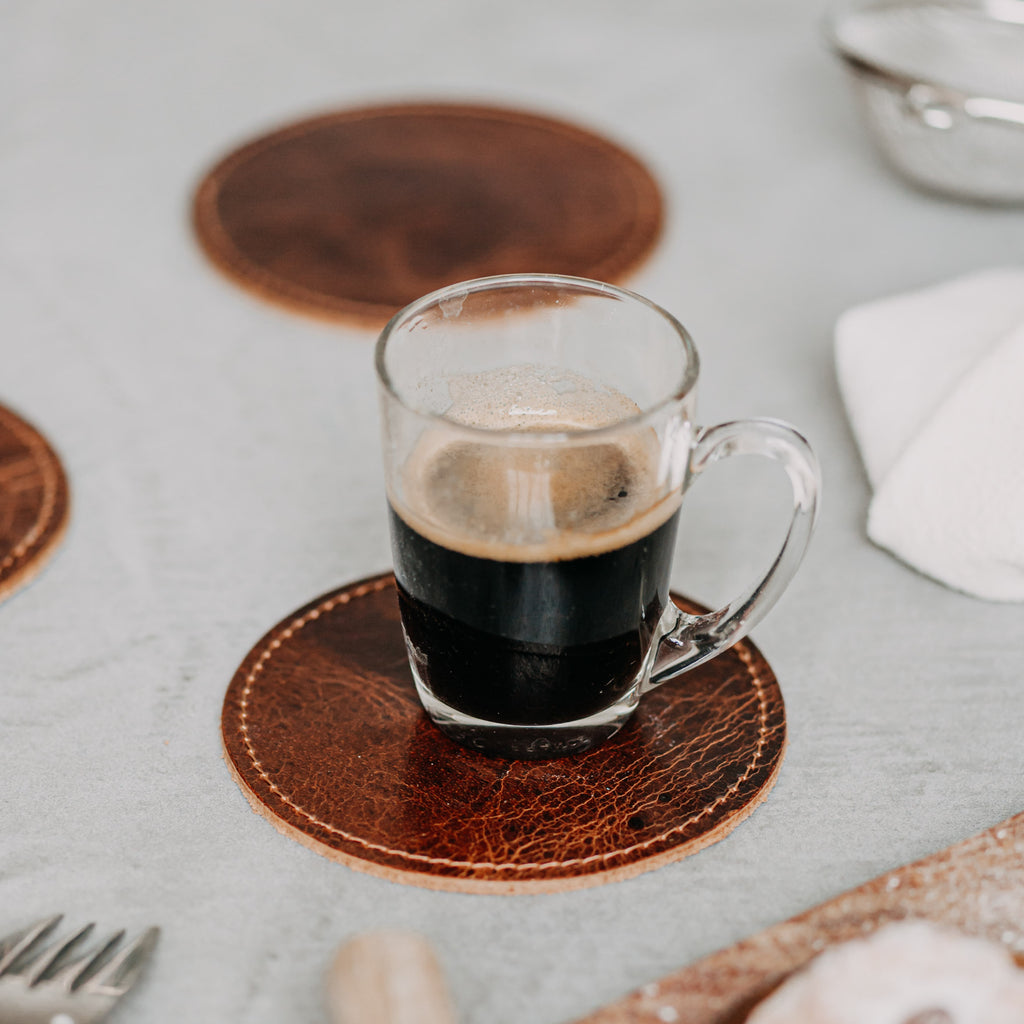 "The Raw Coasters " 4 pc-set Leather Coaster Set– Brickwalls and Barricades