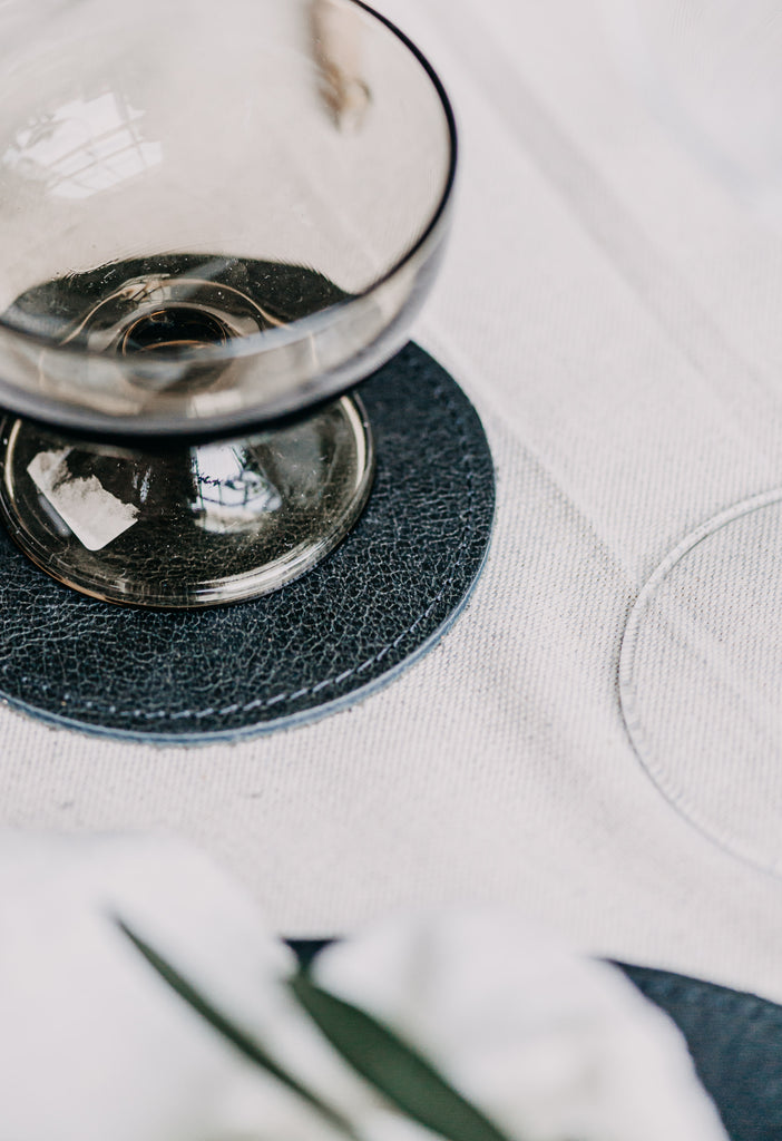 "The Raw Coasters " 4 pc-set Leather Coaster Set– Brickwalls and Barricades